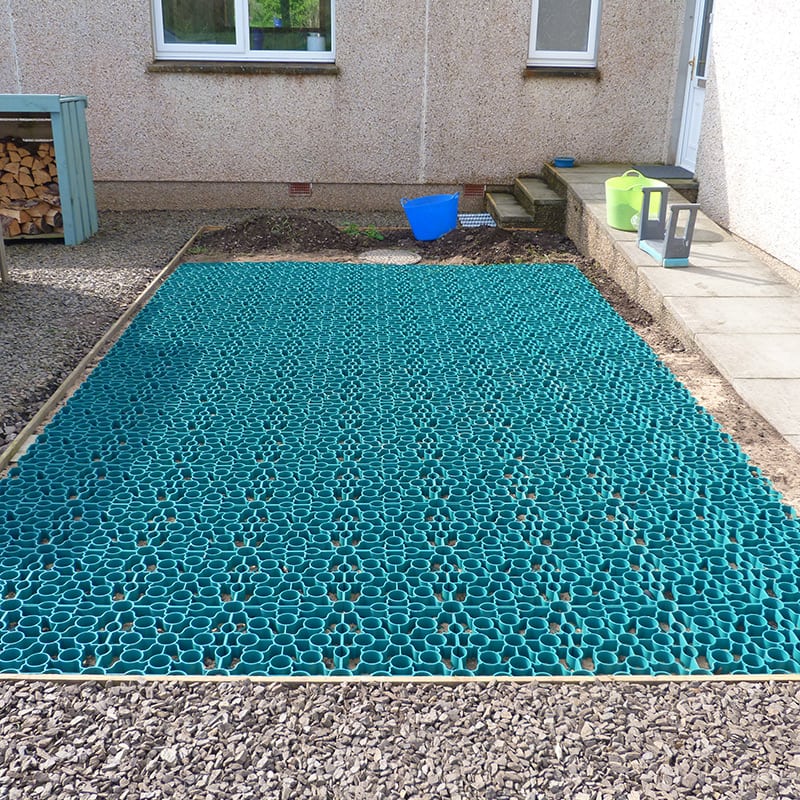 18m² Grass Filled Green X-Grid® Installation | MatsGrids